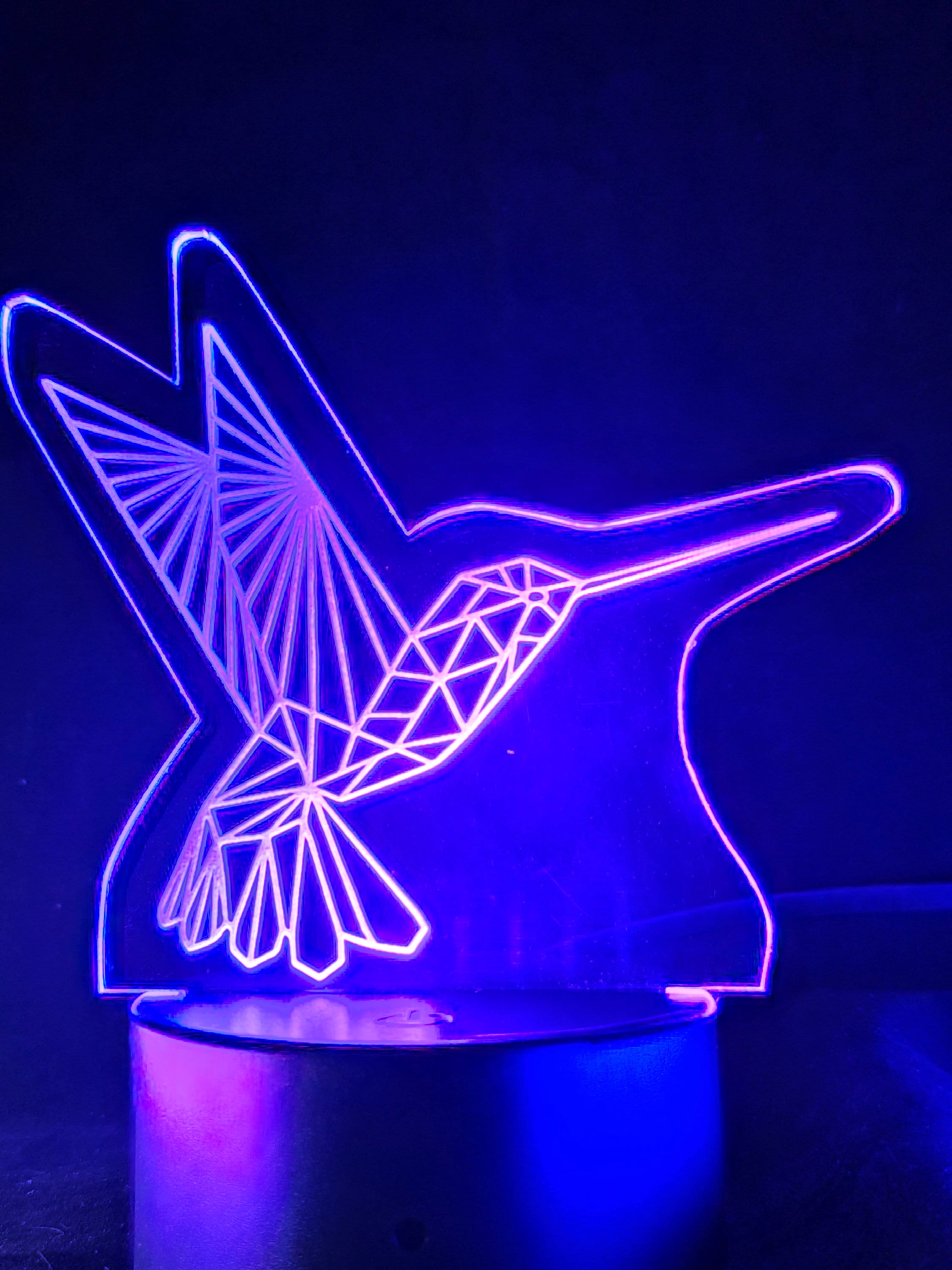 Color Changing LED Night Light Stand With Geometrical Hummingbird ...
