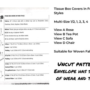 Simplicity 2928 Tissue Box Covers, Paper Sewing Pattern, Uncut, 2008 ...