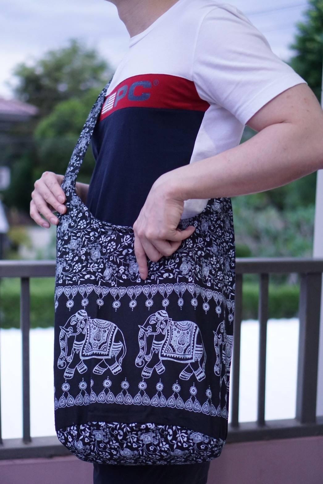 Elephant Crossbody Hobo Bag, Bohemian Thai Cotton Shoulder Sling - Etsy