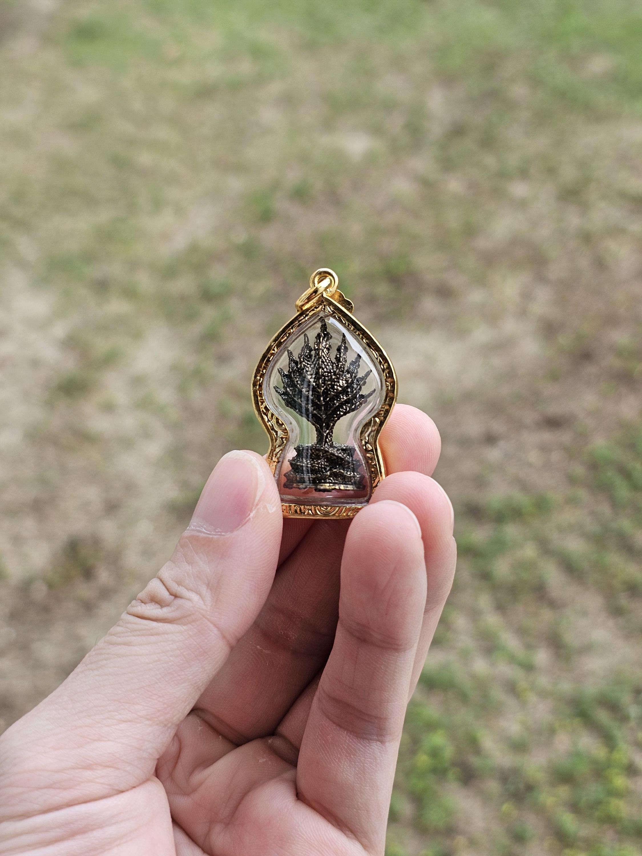 Amulet Pendant Naga 9 Headed Eye Gem Phaya Nak Buddha Thai Gold Case ...