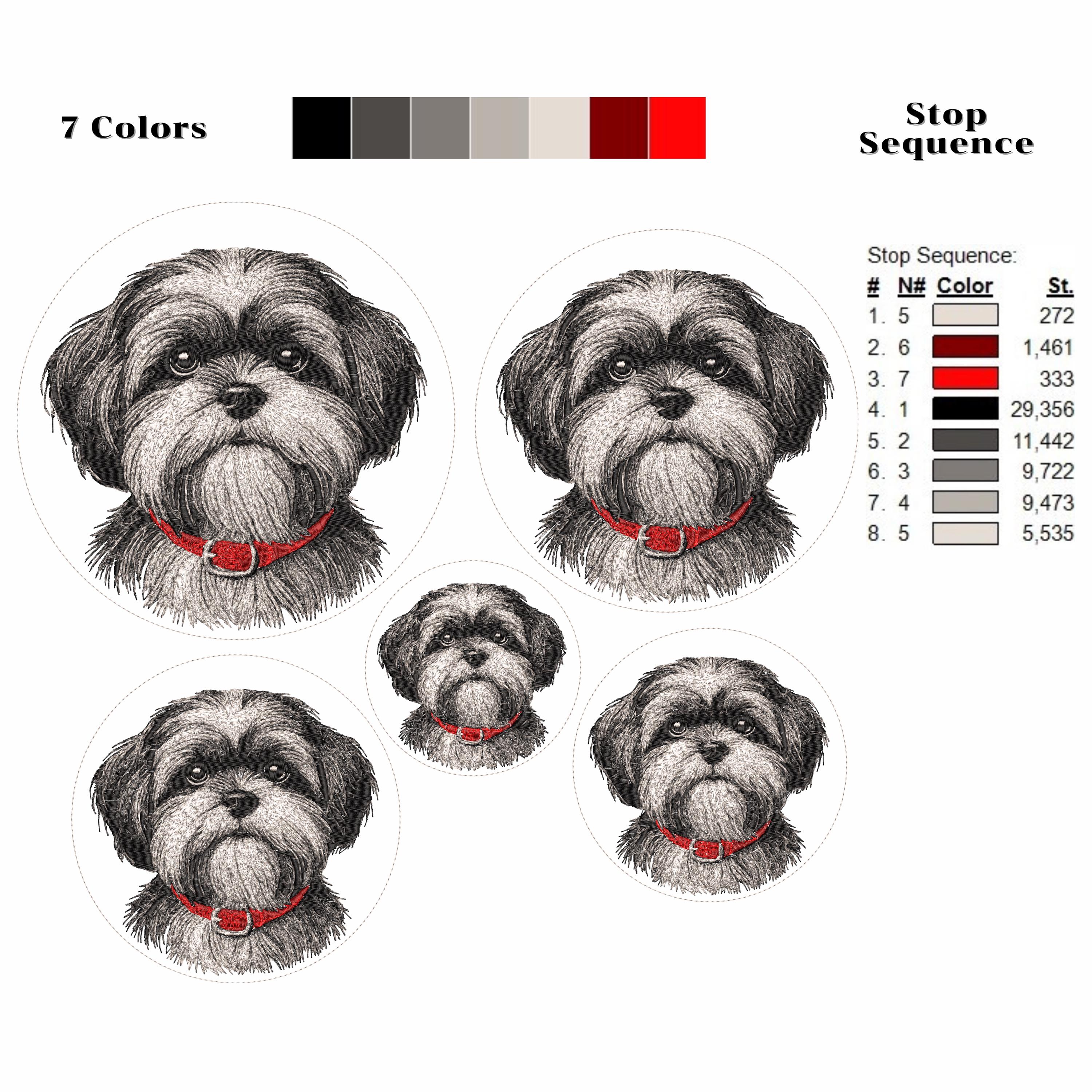 Shih Tzu Dog Embroidery Design: Instant Download, 5 Sizes (DST, PES ...