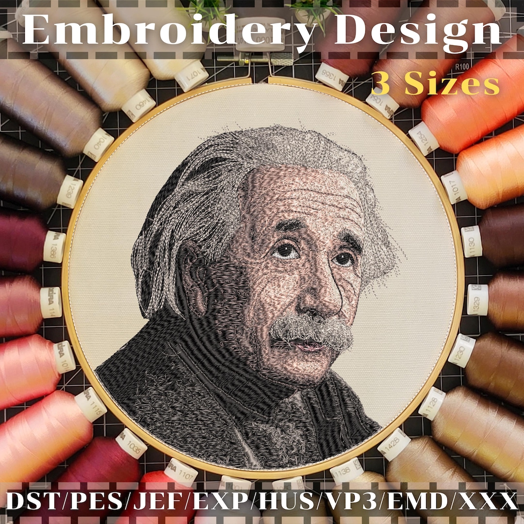 Albert Einstein Machine Embroidery Design–portrait Embroidery Design ...