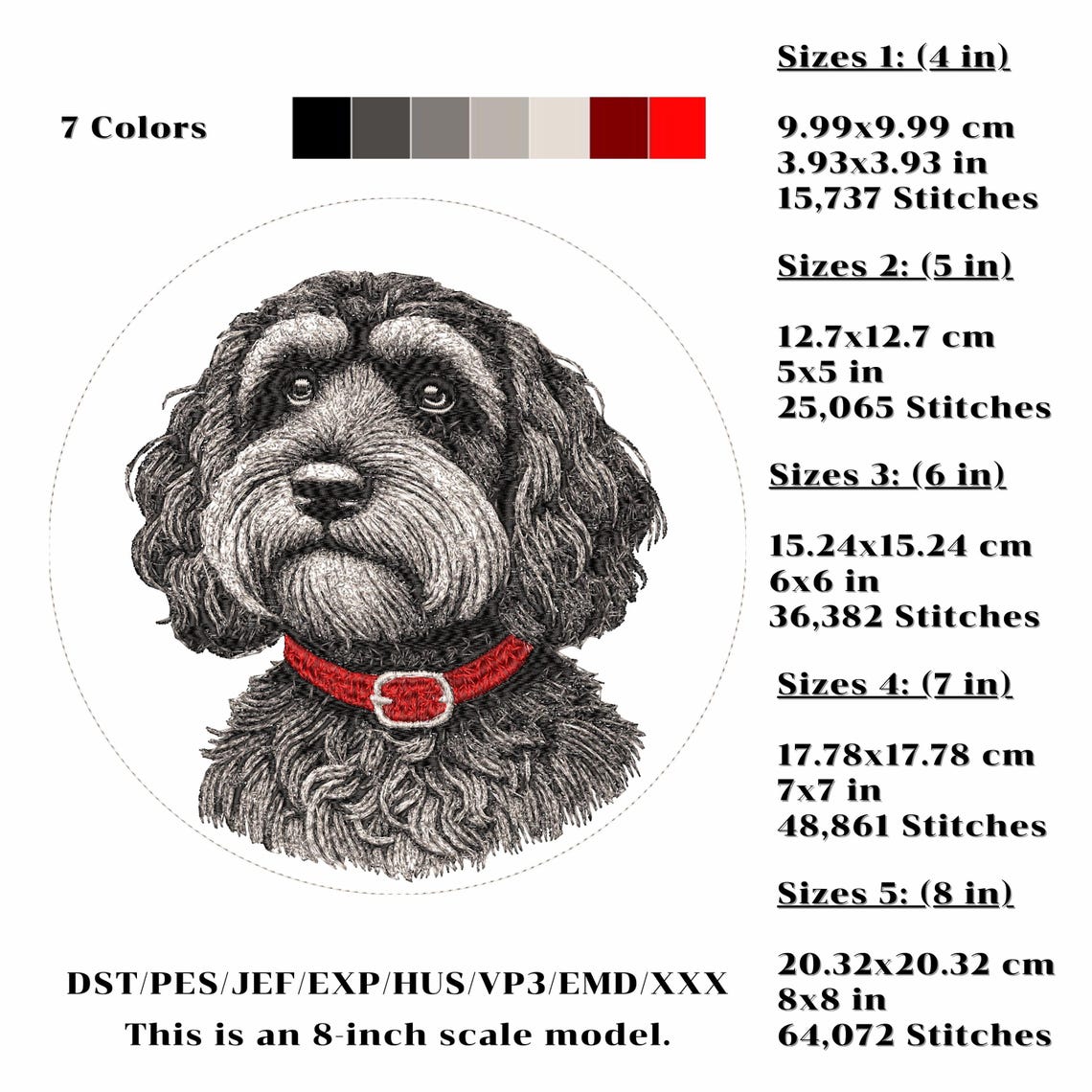 Cockapoo Dog Machine Embroidery Design: 5 Sizes (instant Download) - Etsy