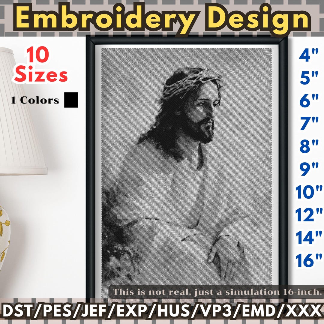 Jesus Christ Embroidery Design – the Crown of Faith & Eternal Love ...