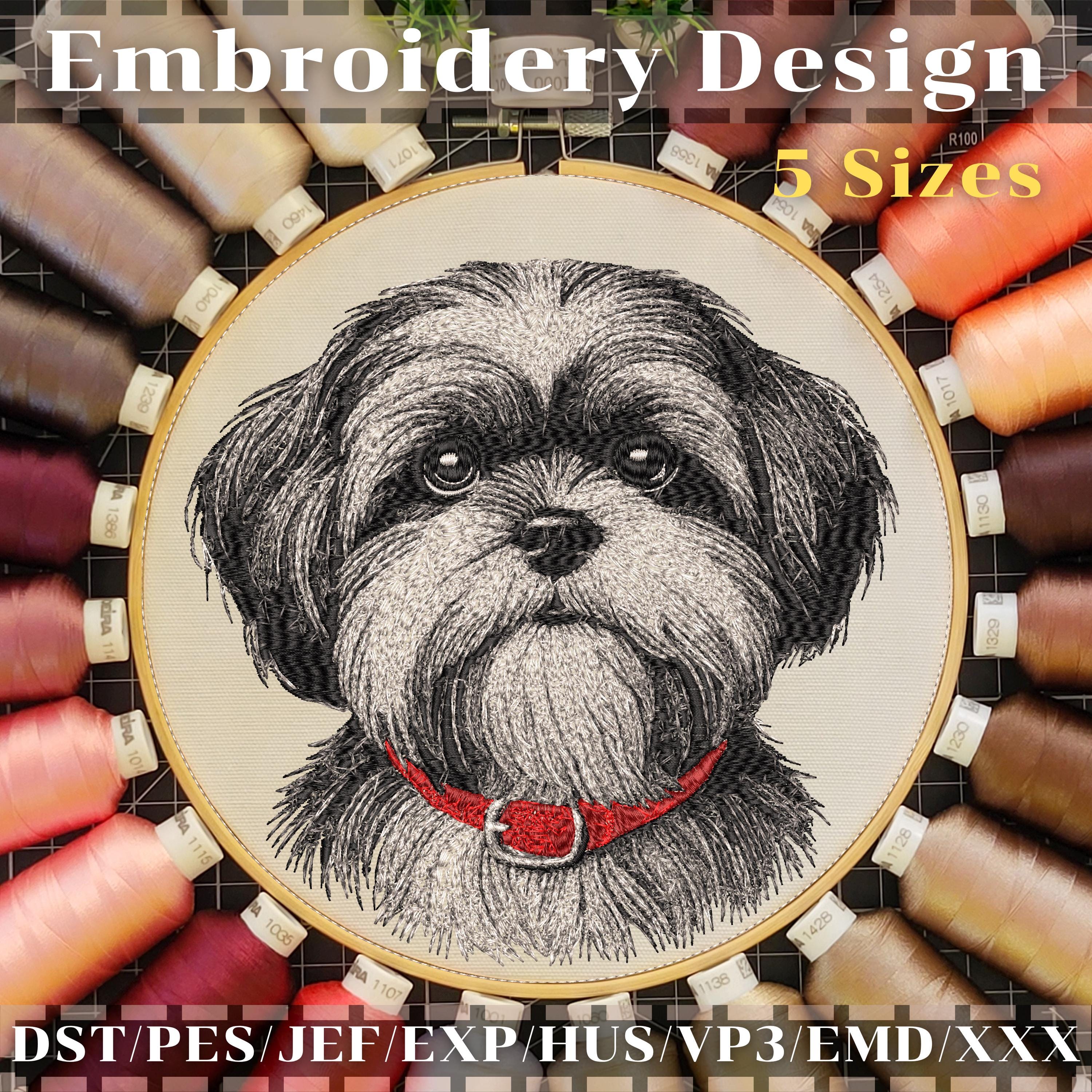 Shih Tzu Dog Embroidery Design: Instant Download, 5 Sizes (DST, PES ...