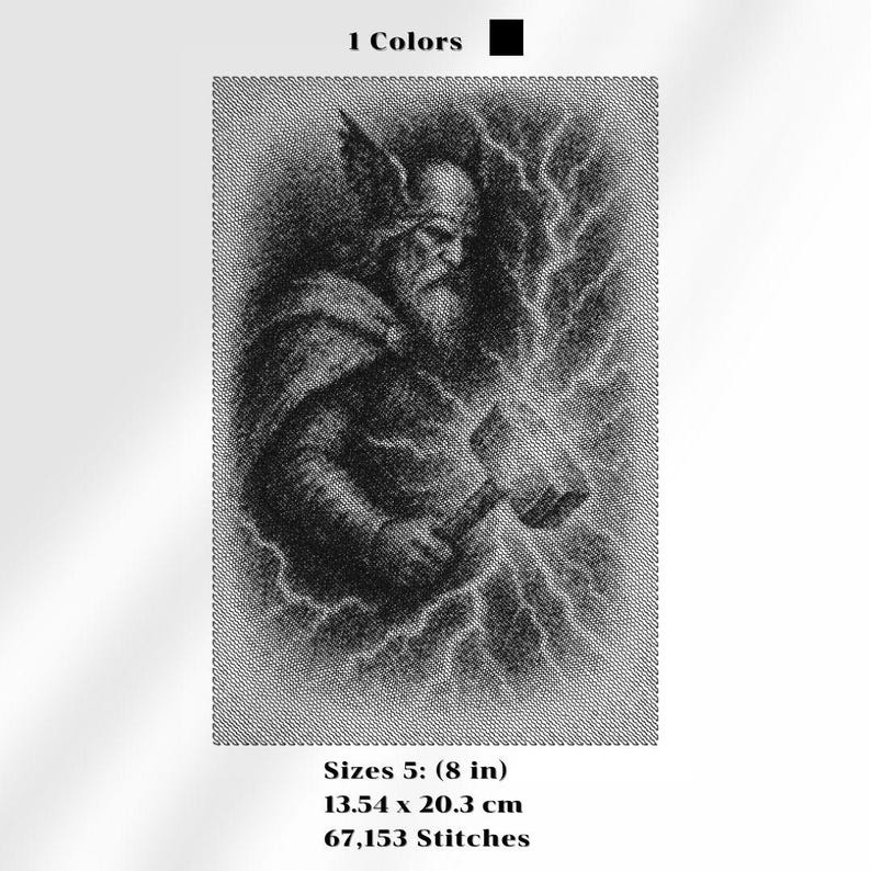 Thor Embroidery Design – Norse God of Thunder With Hammer Mjölnir ...
