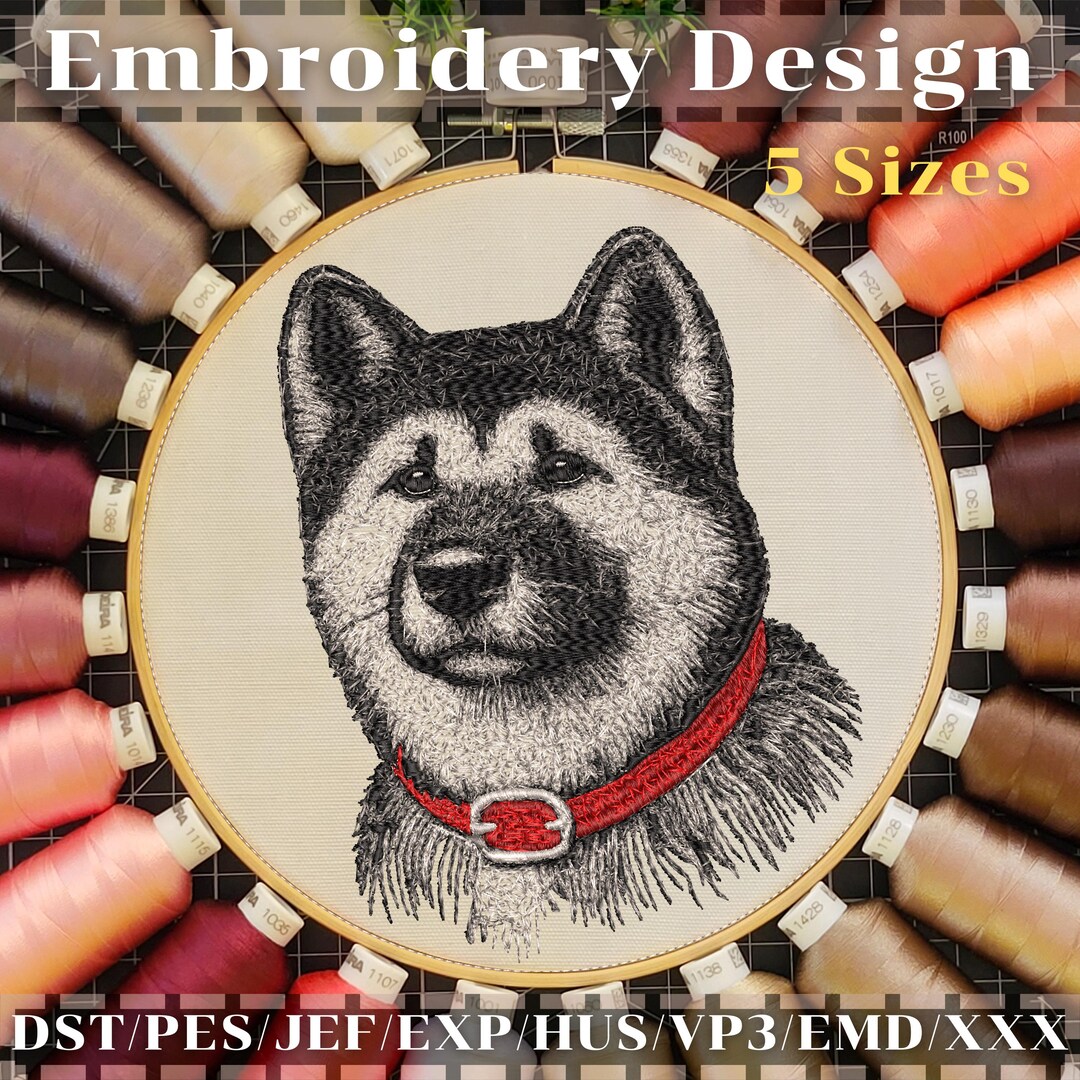 Akita Dog Machine Embroidery Design – Digital Dog Emb – Dog Embroidery ...