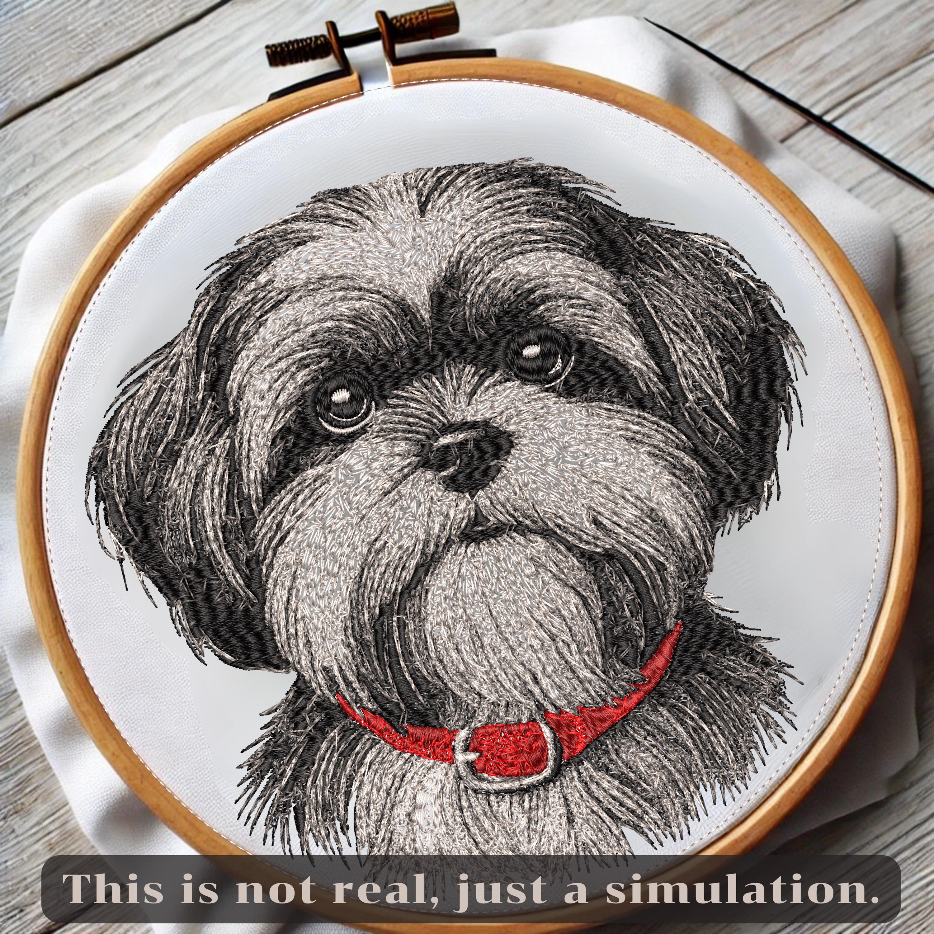 Shih Tzu Dog Embroidery Design: Instant Download, 5 Sizes (DST, PES ...