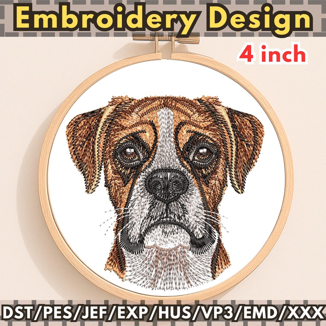 Boxer Dog Embroidery Design – 4 Inch (digital Download) - Etsy