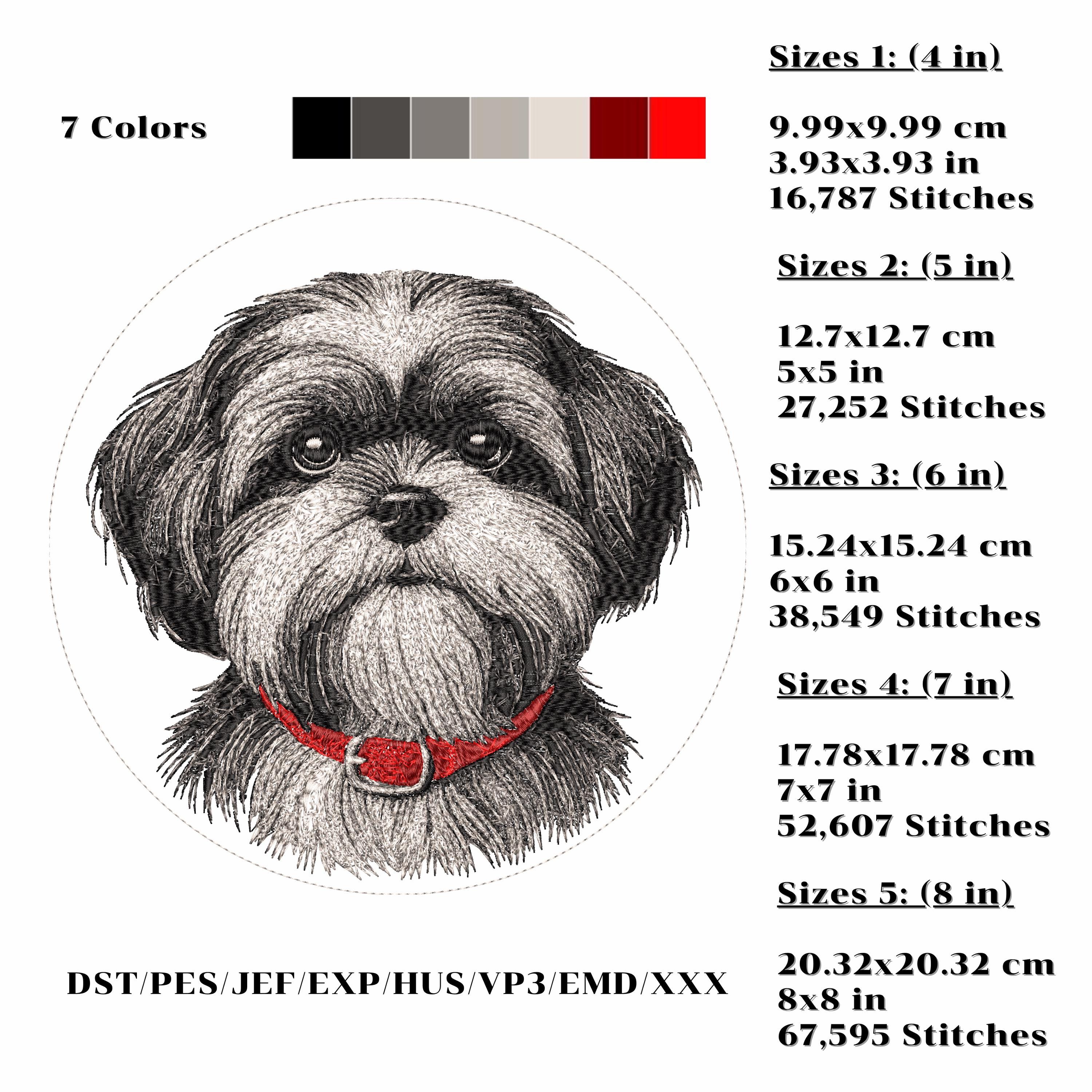 Shih Tzu Dog Embroidery Design: Instant Download, 5 Sizes (DST, PES ...