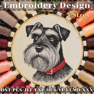 Schnauzer Dog Machine Embroidery Design: 5 Sizes (instant Download, DST ...