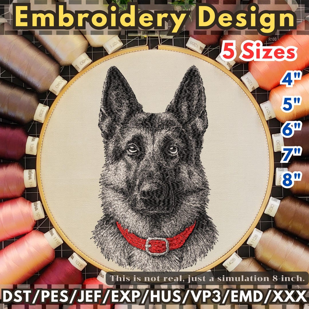 German Shepherd Embroidery Design: 5 Sizes (digital Download) - Etsy