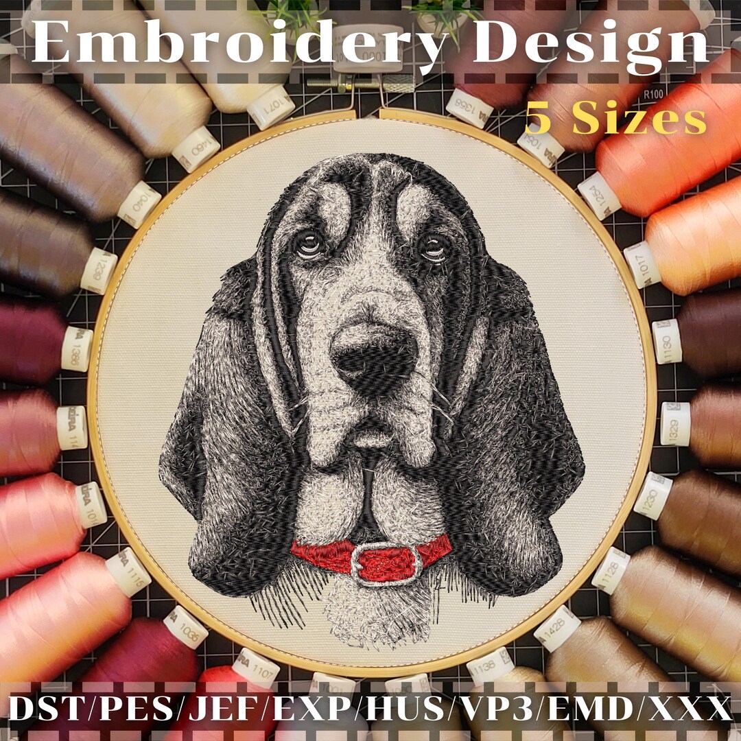 Basset Hound Dog Machine Embroidery Design – Digital Dog Emb – Dog ...