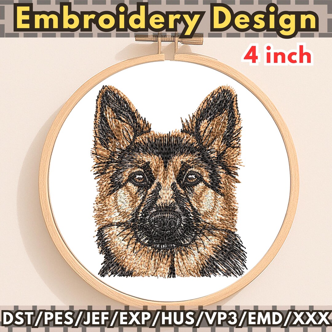 German Shepherd Embroidery Design – 4 Inch Dog Breed (digital Download ...