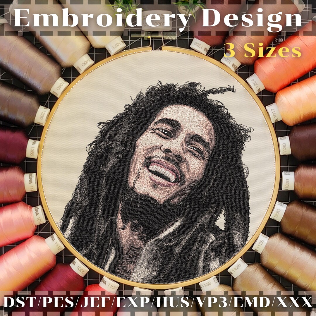 Bob Marley Machine Embroidery Design – Portrait Embroidery Design ...