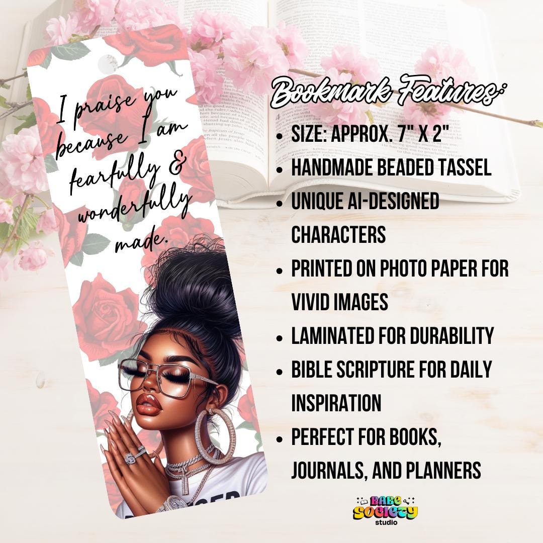 Fearfully Made-laminated Bookmark-handmade Tassel-scripture Book Mark ...