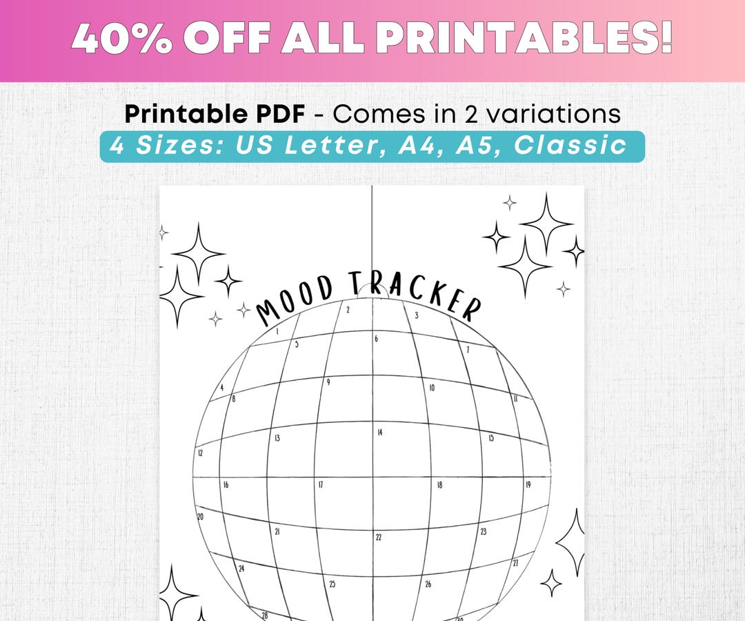 Mood Tracker Printable, Digital Mood Tracker PDF, Bullet Journal Pages ...