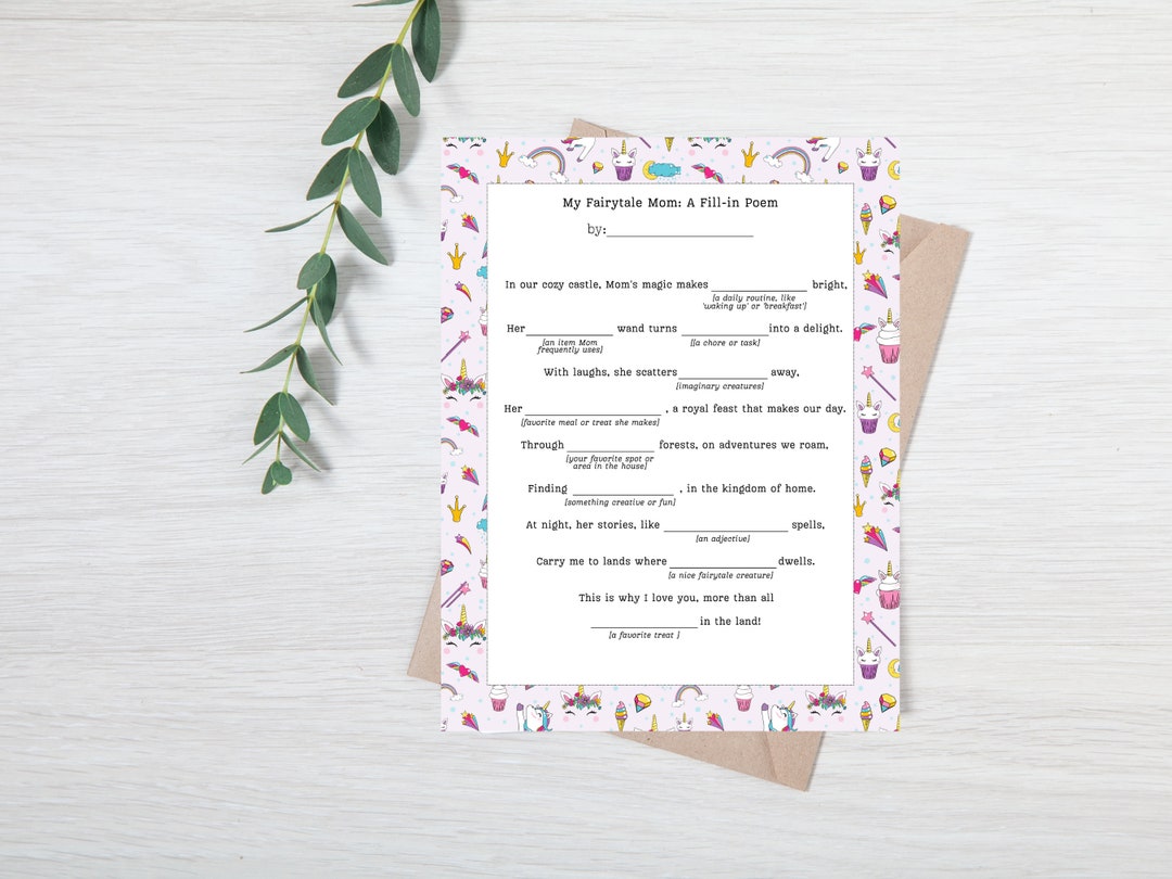 Mother's Day Poem, Mother's Day Madlib, Why I Love Mom, Printable ...