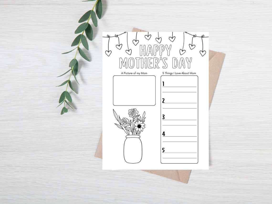 Mother's Day Coloring Sheet, Mother's Day Questionnaire, All About Mom ...