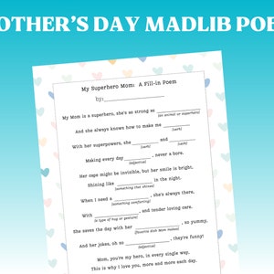 Mother's Day Madlib, Mother's Day Poem, Why I Love Mom, Printable ...