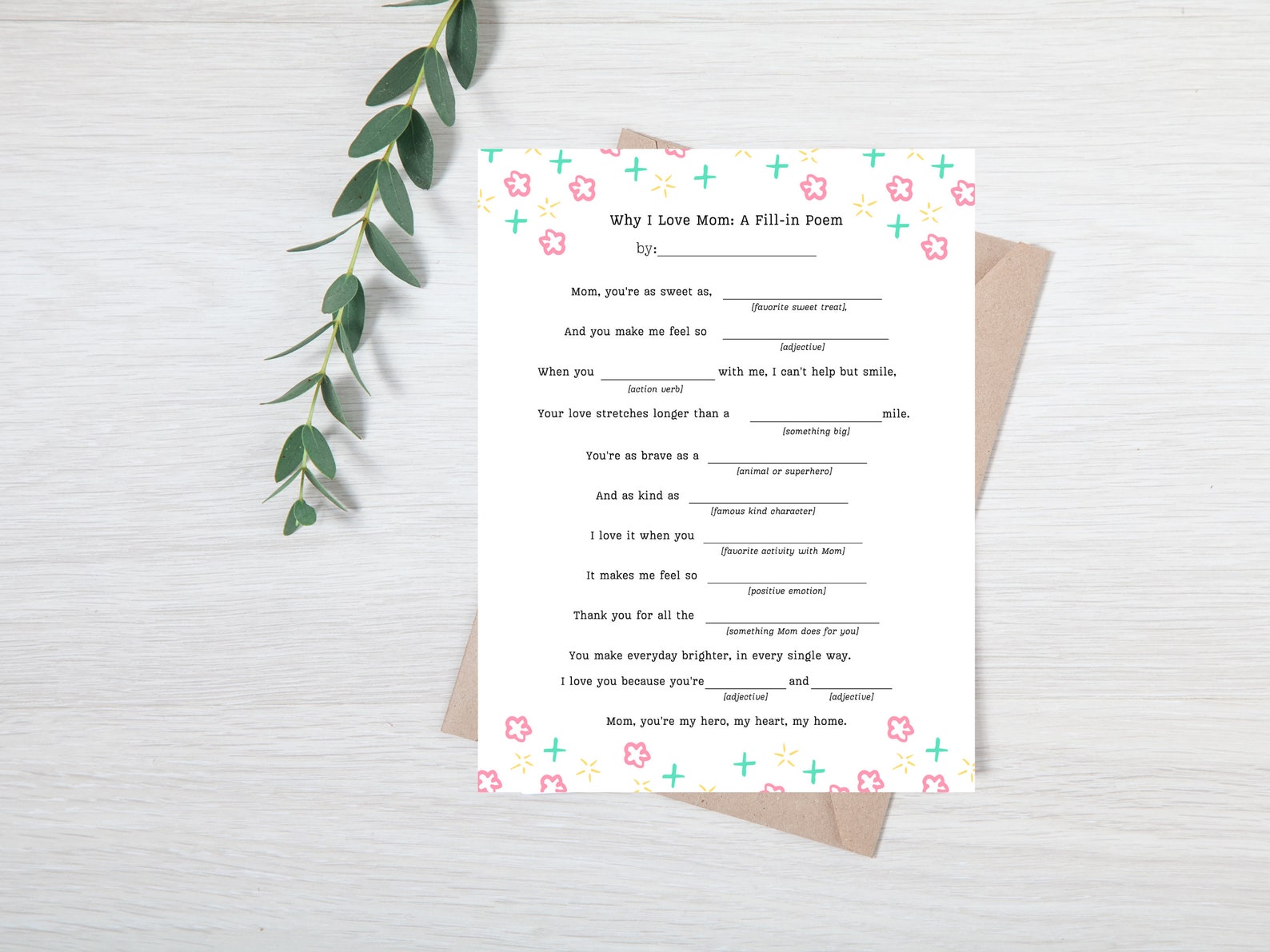 Mother's Day Madlib, Why I Love Mom, Mother's Day Poem, Why I Love Mom ...