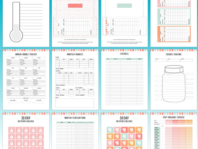 Savings Tracker Printable, Money Saving Challenge, Expense Tracker ...