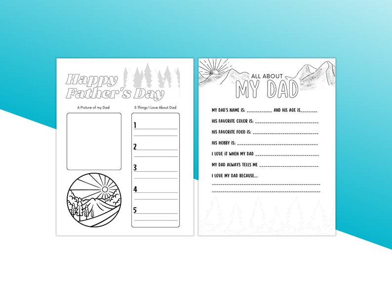 Father's Day Coloring Sheet, Father's Day Questionnaire, All About Dad ...