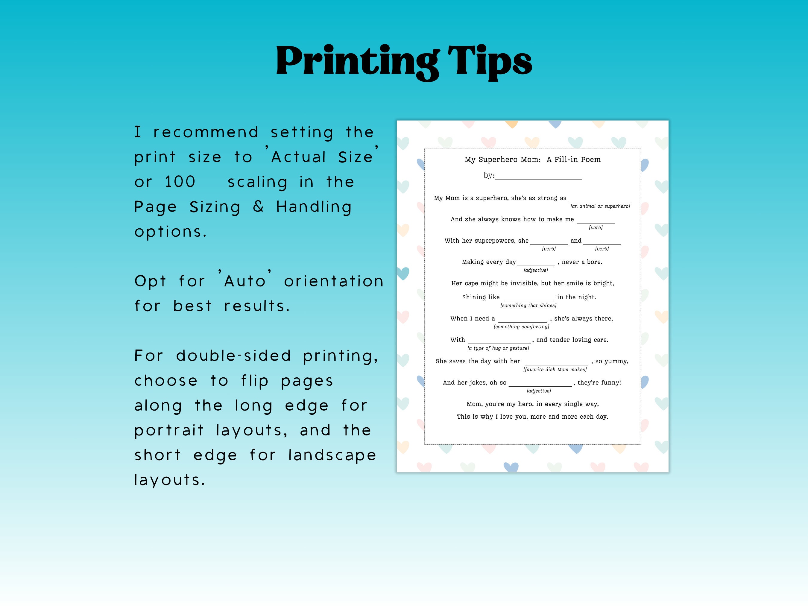 Mother's Day Madlib, Mother's Day Poem, Why I Love Mom, Printable ...