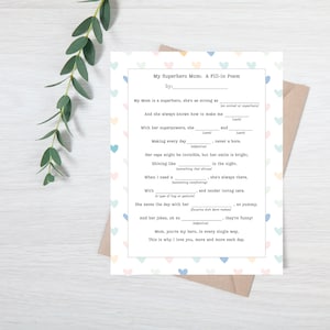 Mother's Day Madlib, Mother's Day Poem, Why I Love Mom, Printable ...