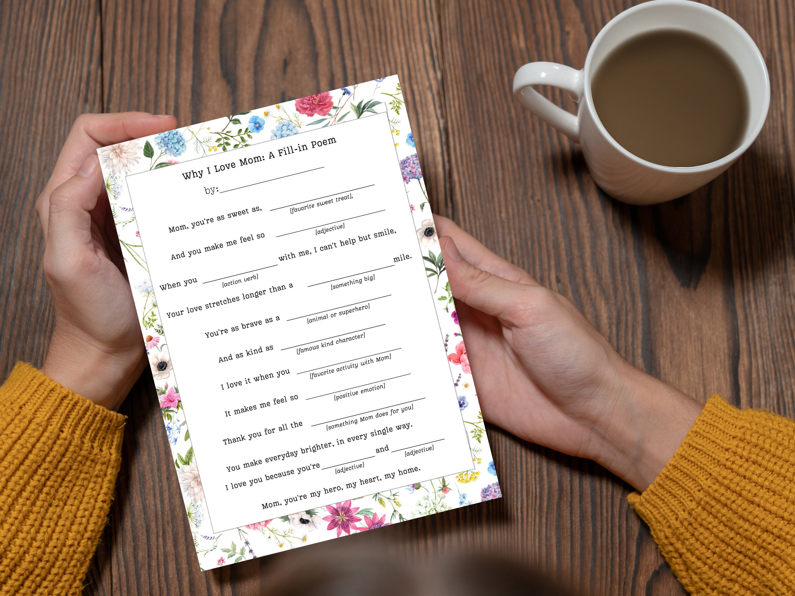 Mother's Day Madlib, Mother's Day Poem, Why I Love Mom, Printable ...