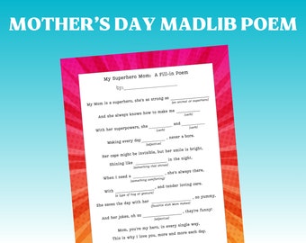 Mother's Day Madlib, Mother's Day Poem, Why I Love Mom, Printable ...