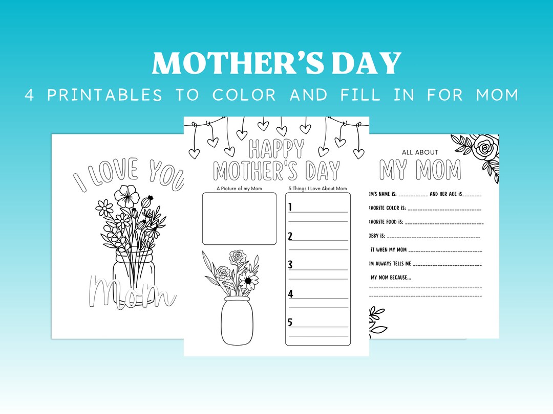 Mother's Day Coloring Sheet, Mother's Day Questionnaire, All About Mom ...