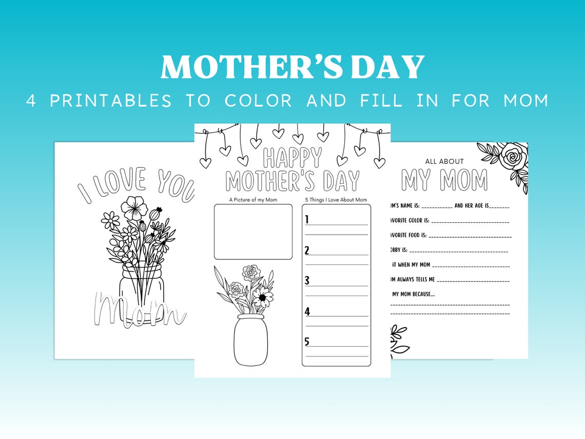 Mother's Day Coloring Sheet, Mother's Day Questionnaire, All About Mom ...