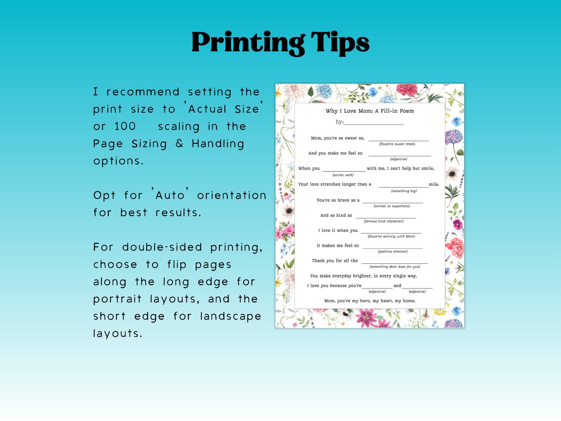 Mother's Day Madlib, Mother's Day Poem, Why I Love Mom, Printable ...