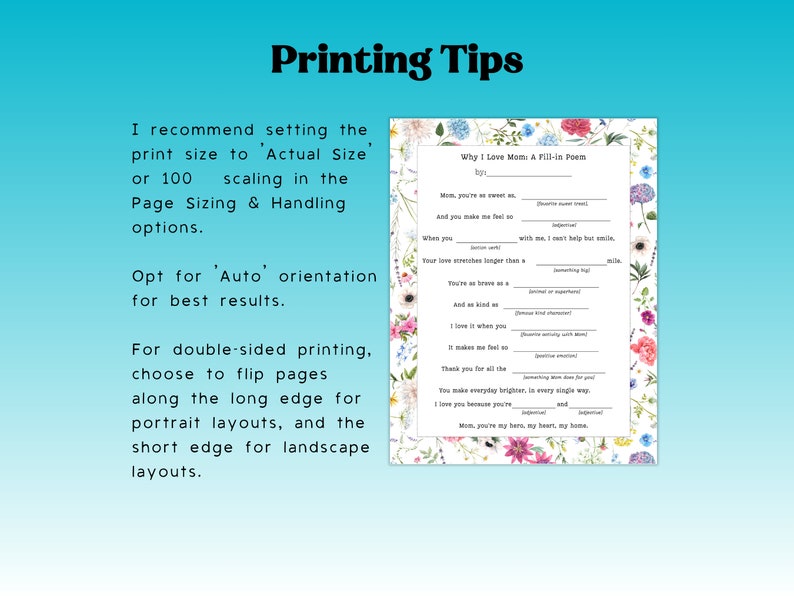 Mother's Day Madlib, Mother's Day Poem, Why I Love Mom, Printable ...