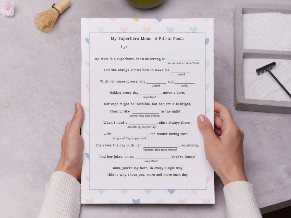 Mother's Day Madlib, Mother's Day Poem, Why I Love Mom, Printable ...