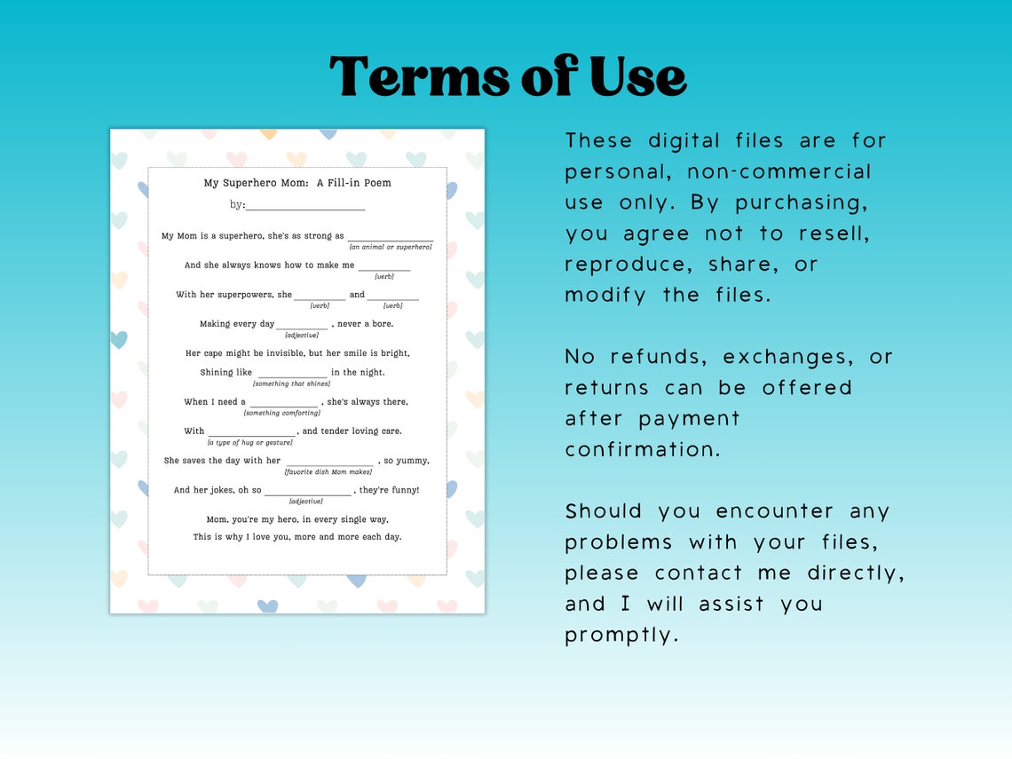 Mother's Day Madlib, Mother's Day Poem, Why I Love Mom, Printable ...