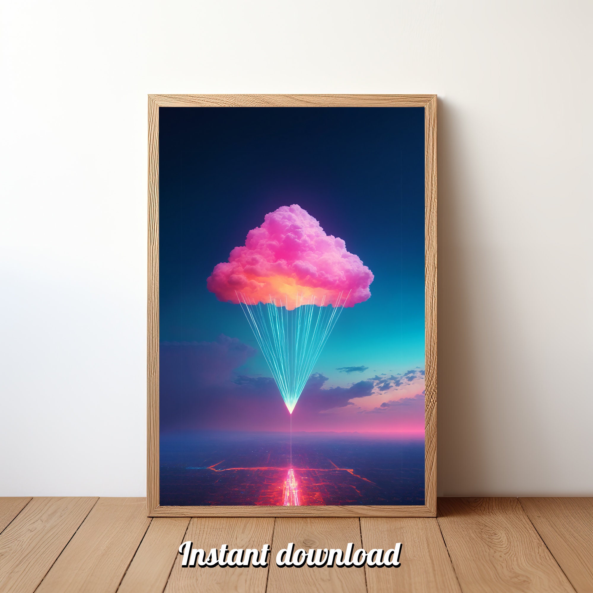 Neon Zenith Digital Print: Retro-futuristic Dreamscape | Digital ...