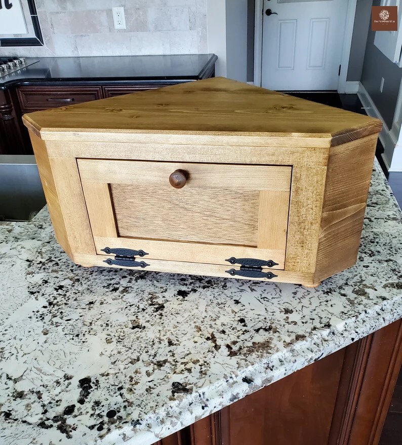 Corner Bread Box Made of Wood Primitive Storage Bin Made of Wood Are ...