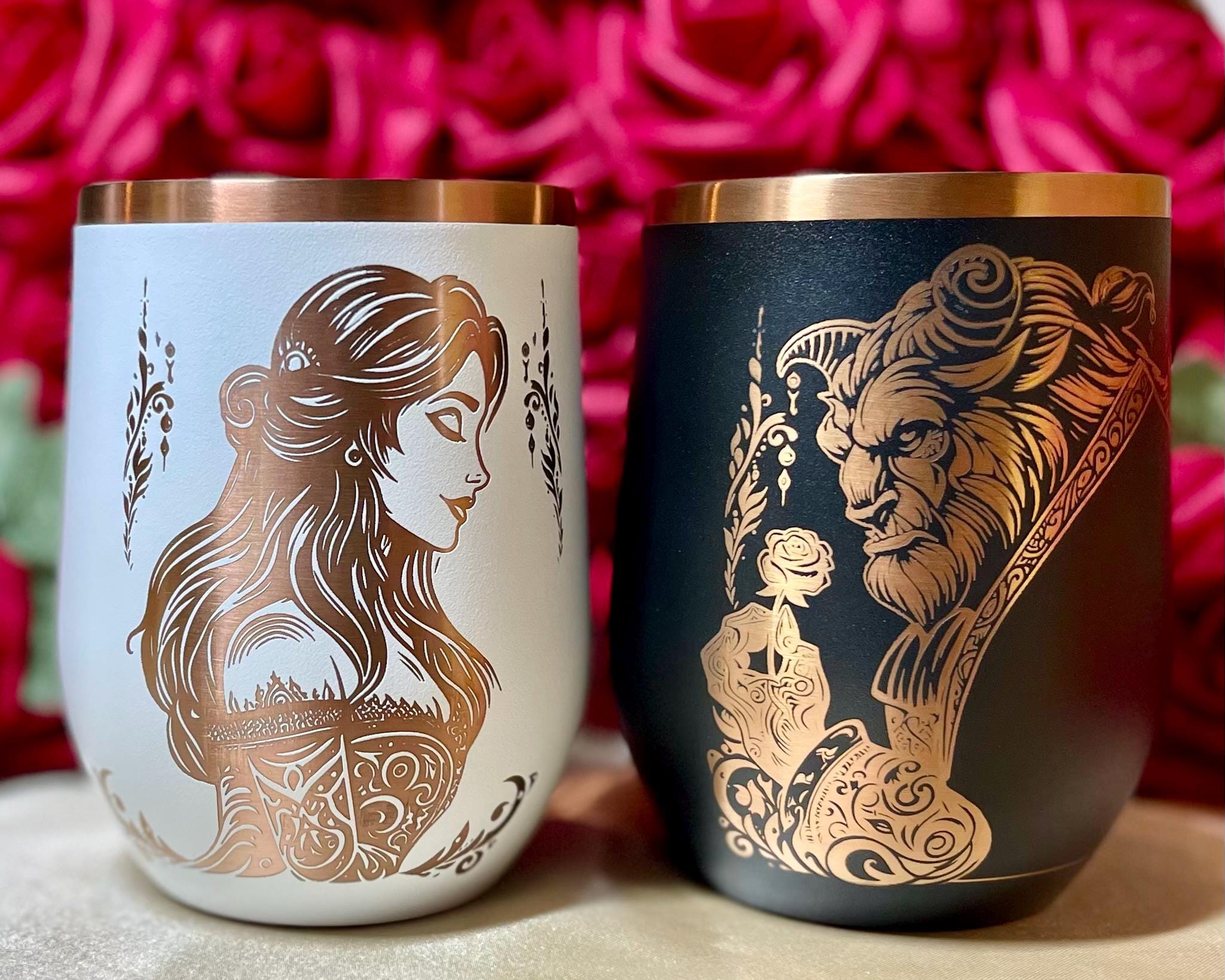 Disney's Beauty and the Beast Inspired 12oz Stemless Wine Tumbler ...