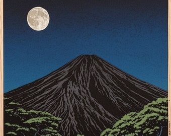 A Desert Sunset: A Woodblock Style Inspired Print, Desert Landscape ...