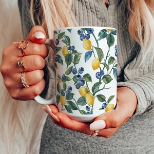 Lemon Coffee Mug Lemon Blueberry Coffee Mug Lemon Tree Mug Gift Lemon ...