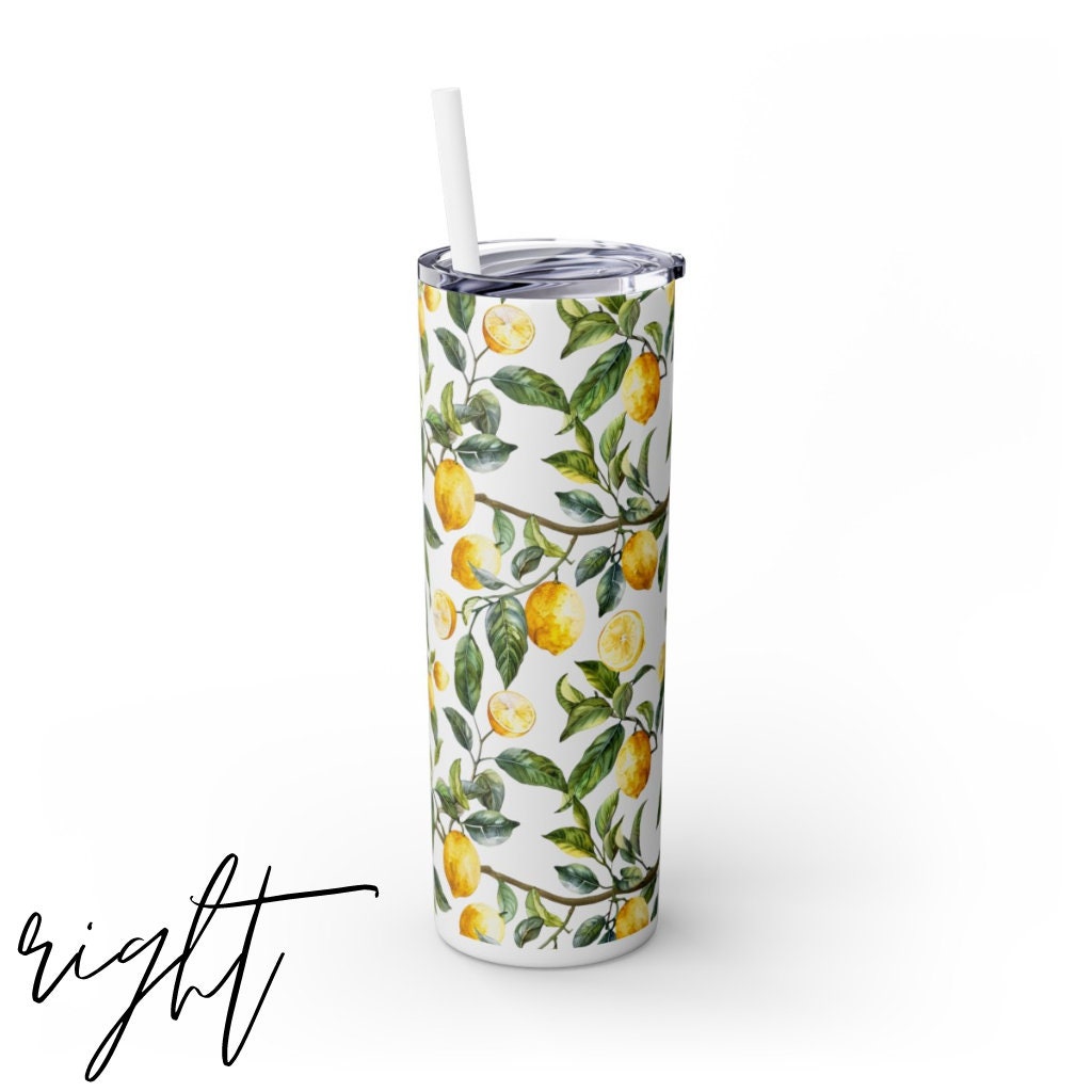 Lemon Tumbler Summer Lemon Tree Skinny Tumbler Gift for Friend Lemon ...