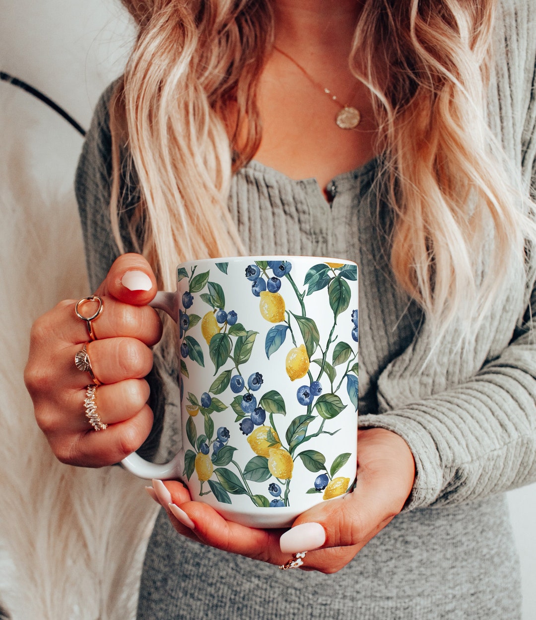 Lemon Coffee Mug Lemon Blueberry Coffee Mug Lemon Tree Mug Gift Lemon ...