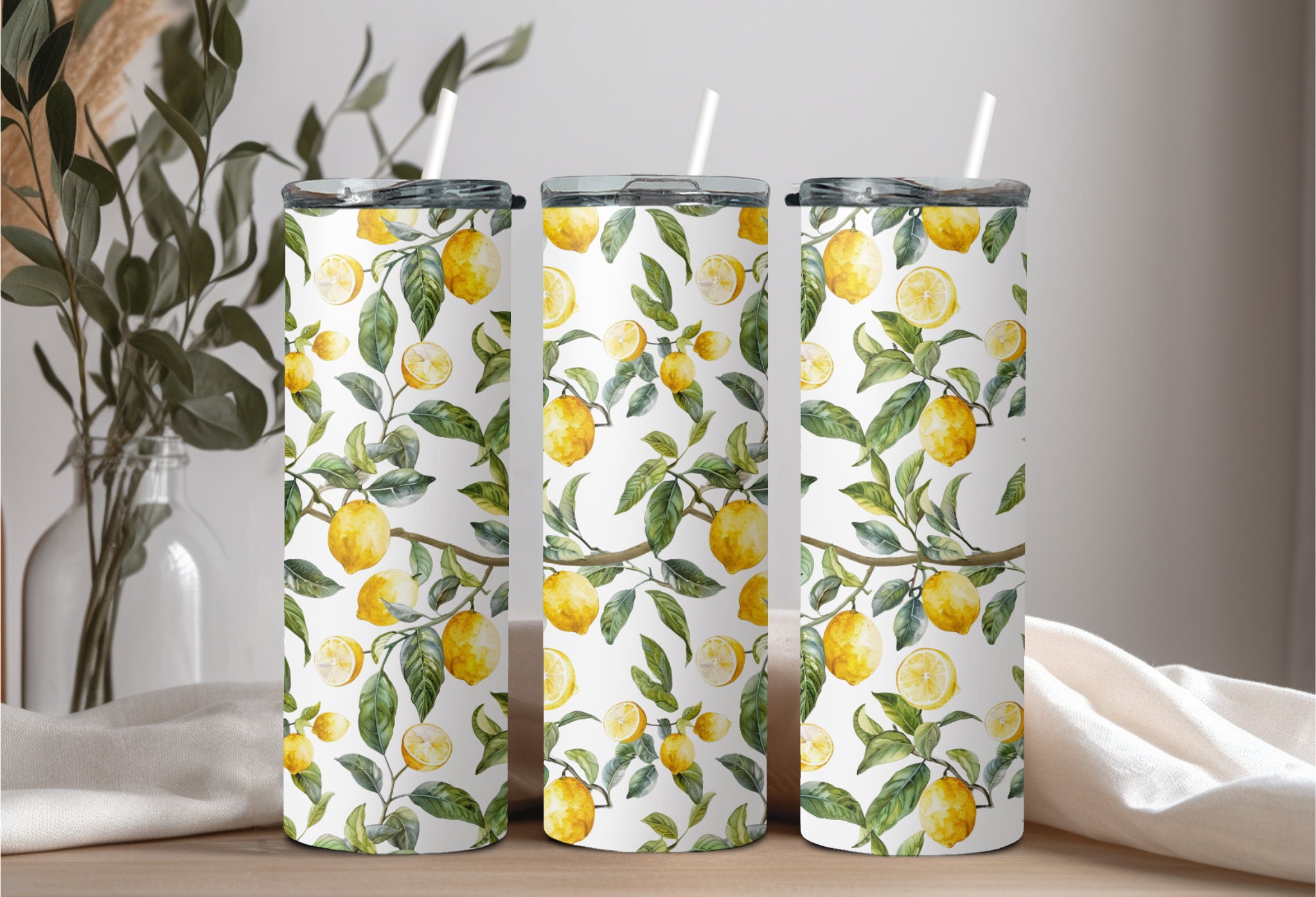 Lemon Tumbler Summer Lemon Tree Skinny Tumbler Gift for Friend Lemon ...