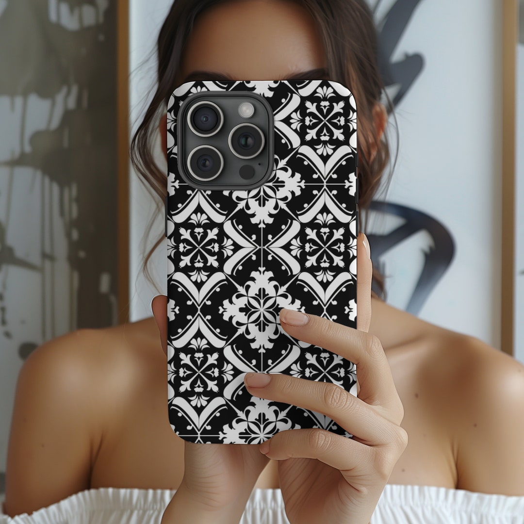 Black and White Phone Case iPhone 15 14 13 12 11 Pro Max Mini Plus X XR ...