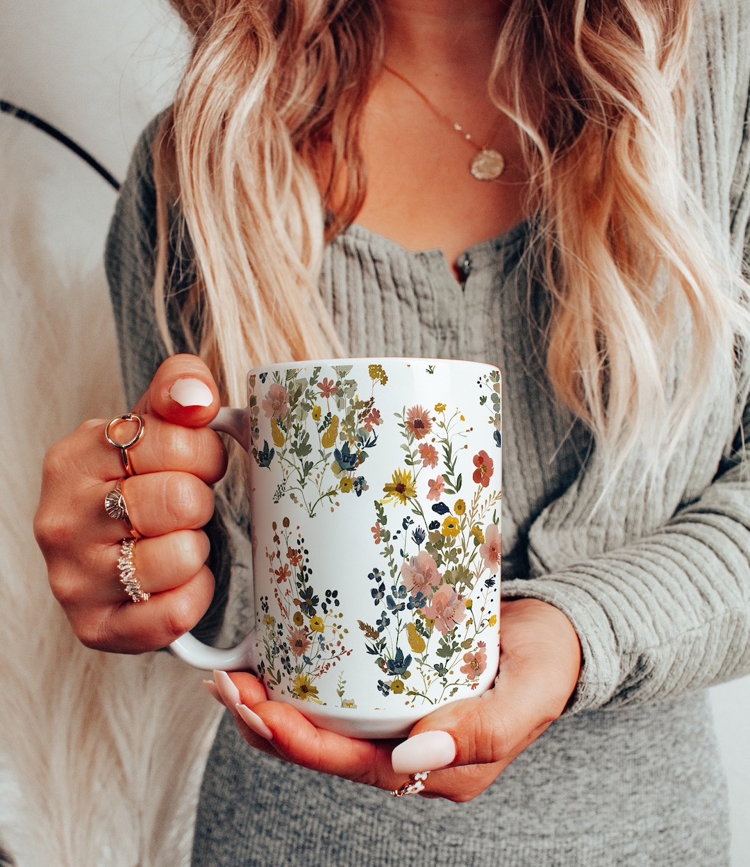 Wildflower Coffee Mug Boho Aesthetic Coffee Mug 15oz Flower Mug Boho ...