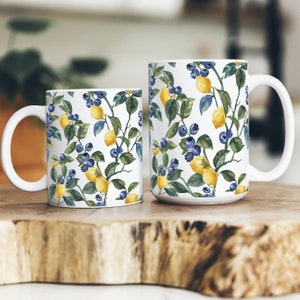 Lemon Coffee Mug Lemon Blueberry Coffee Mug Lemon Tree Mug Gift Lemon ...