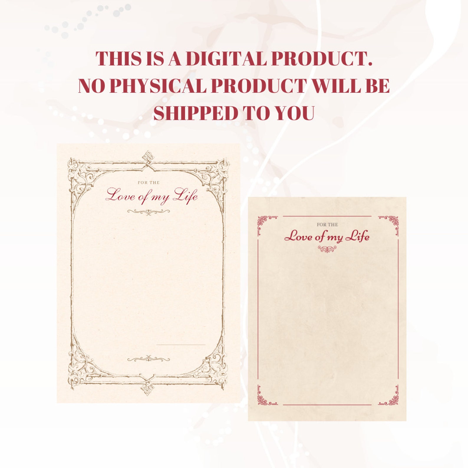 Love Letter, Love Writing Paper, Printable Stationery Paper, Valentine ...