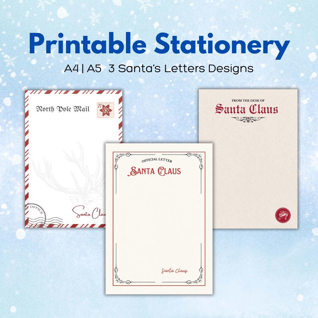 Letter From Santa, Printable Christmas Stationery Designs, Christmas ...